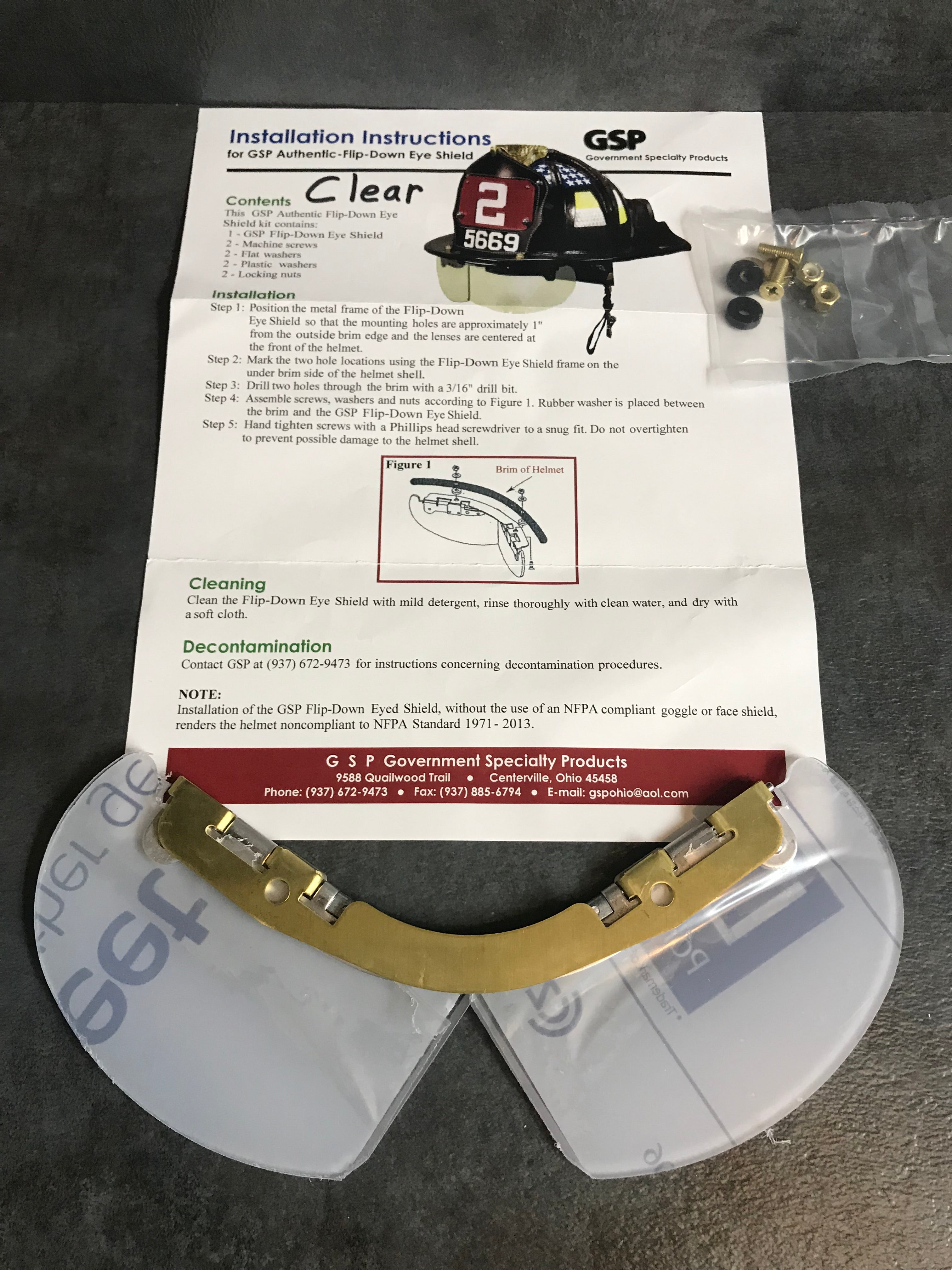 GSP Clear Bourke type Eyeshield for Fire Helmets